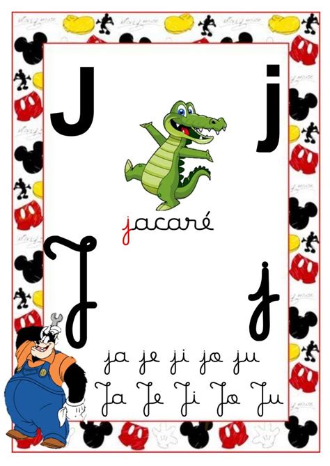 Alfabeto Ilustrado do Mickey quatro tipos de letras e silabário