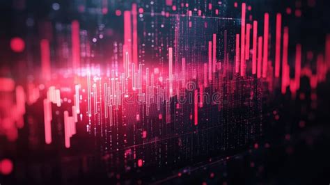 Digital Data Visualization With Neon Red Graphs And Glowing Lines In A Futuristic Context Stock