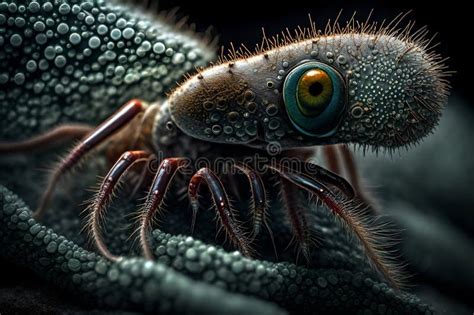 Microcosmic Marvel Hyper Realistic Close Up Of Tiny Insect In Macroscopic Detail Stock