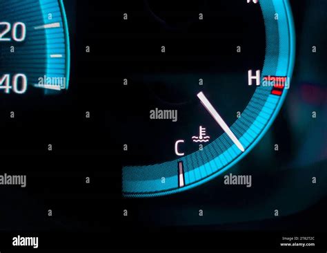 Car Temperature Gauge Closeup Digital Car Dashboard Indicators Stock