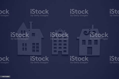 주택 디자인 창조적 인 디자인 및 디자인 국 위에서 볼 수 있는 파란색 배경에 평평한 목조 주택 주택과 주택의 디자인에 대한