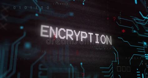 Image Of Encryption Text Over Network And Processing Data On Black