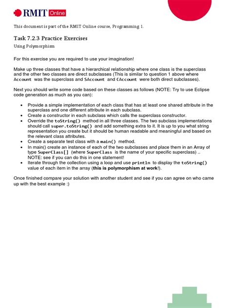 New Task 723 Practice Exercises Using Polymorphism Pdf