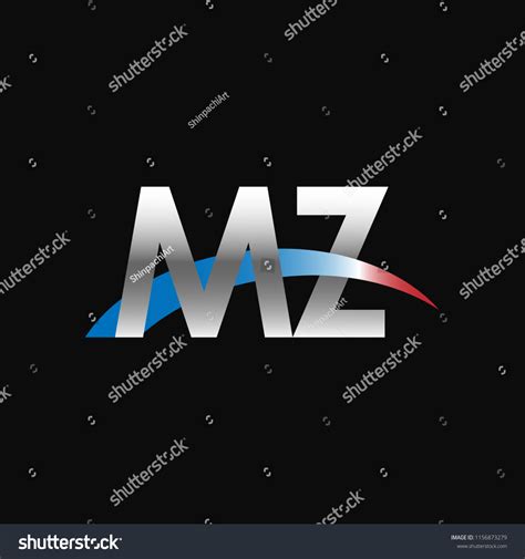 Initial Letters Mz Overlapping Movement Swoosh Stock Vector Royalty