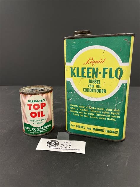 Kleen Flo Diesel Fuel Conditioner And Kleen Flo Top Oil Tins Full