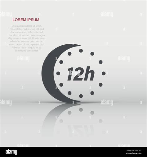 12 Hour Clock Icon In Flat Style Timer Countdown Vector Illustration