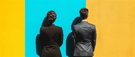 Japanese Man And Woman In Suits White Background Premium Ai Generated