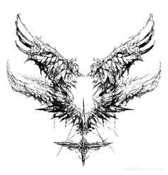 An Artistic Drawing Of Two Large Wings