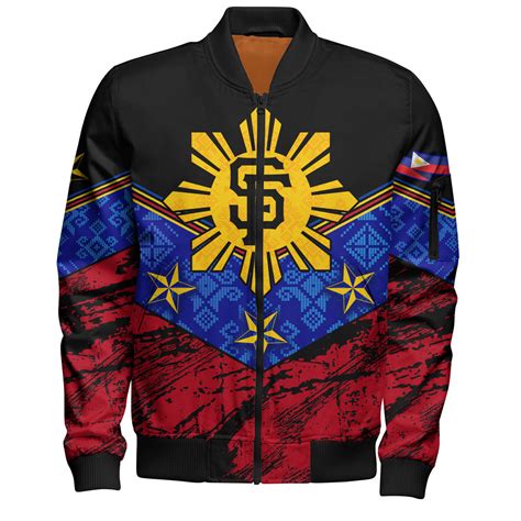 Philippines Filipinos Bomber Jacket San Francisco Filipino Grunge Brush