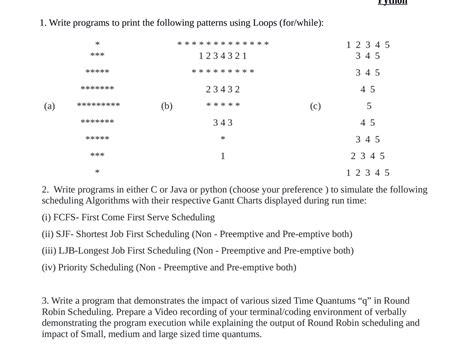 Solved 1 Write Programs To Print The Following Patterns