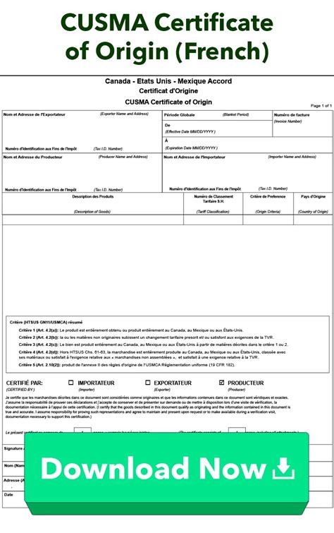 Cusma Certificate Of Origin English