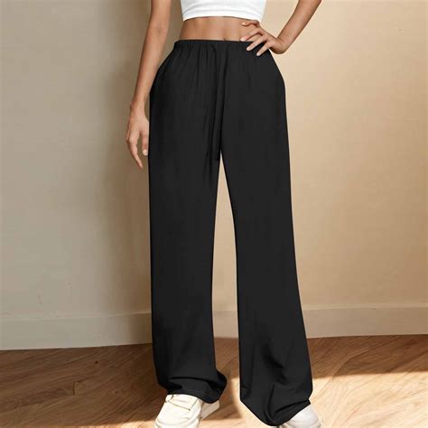 Caijunjia Womens Summer High Waisted Cotton Linen Palazzo Pants Wide