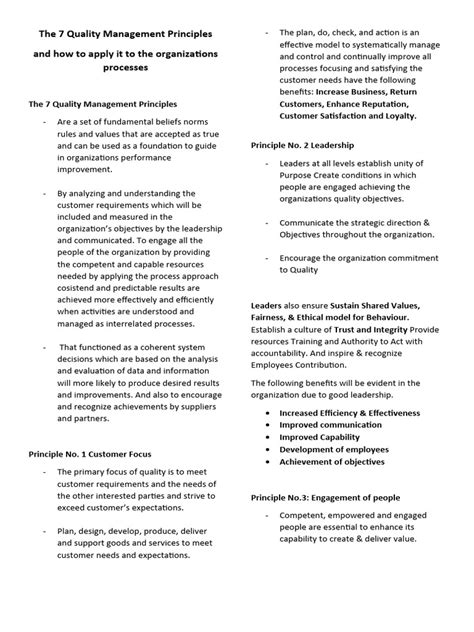 The 7 Quality Management Principles Reviewer Pdf Quality Management Leadership