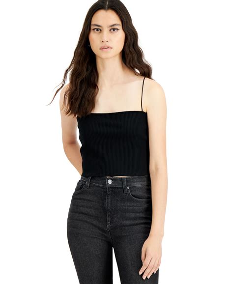 Bar Iii Square Neck Camisole Deep Black S