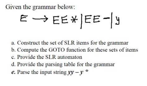 Solved Given The Grammar Below Eeeeey A Construct The Chegg