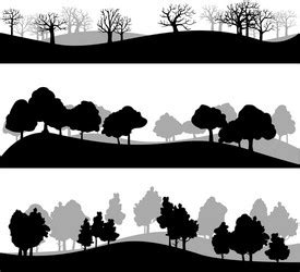 Set Of Different Landscape With Trees Royalty Free Vector