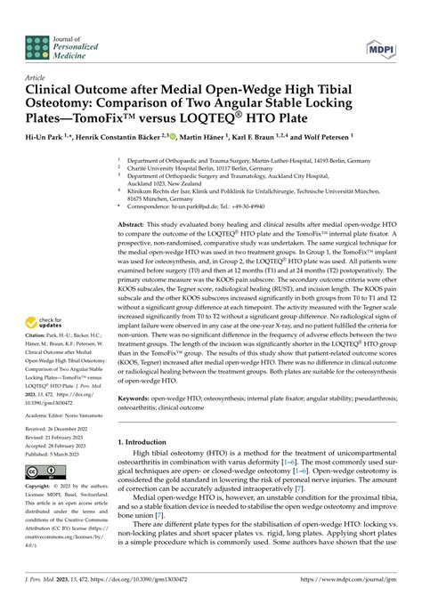 Pdf Clinical Outcome After Medial Open Wedge High Tibial Osteotomy