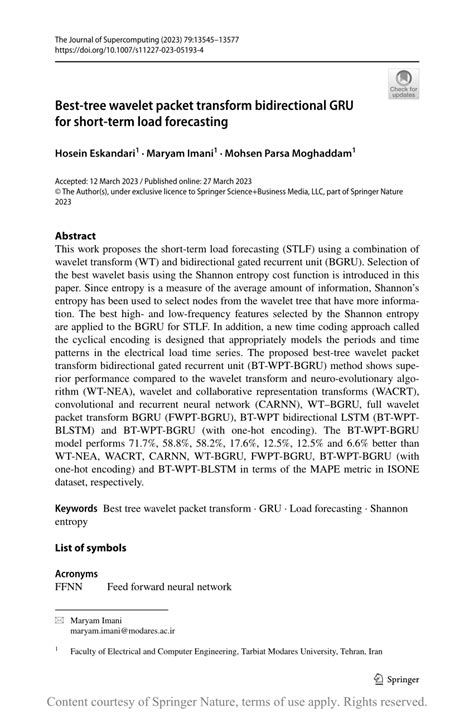 Best Tree Wavelet Packet Transform Bidirectional Gru For Short Term
