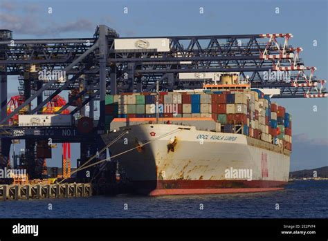 A Container Ship Loading At Port Botany Sydney Australia Stock Photo Alamy