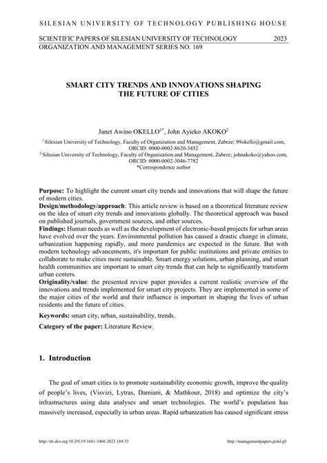 Pdf Smart City Trends And Innovations Shaping The Future Of Cities