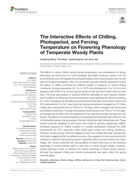 Pdf The Interactive Effects Of Chilling Photoperiod And Forcing Temperature On Flowering