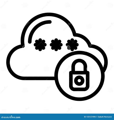Locked Cloud Line Icon Cloud With Padlock Vector Illustration Isolated