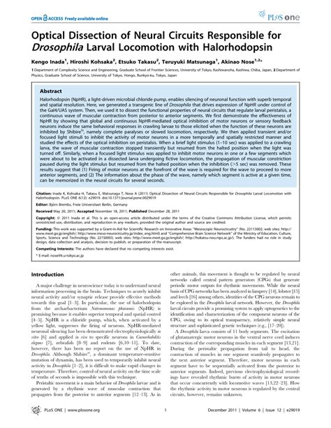 Pdf Optical Dissection Of Neural Circuits Responsible For Drosophila