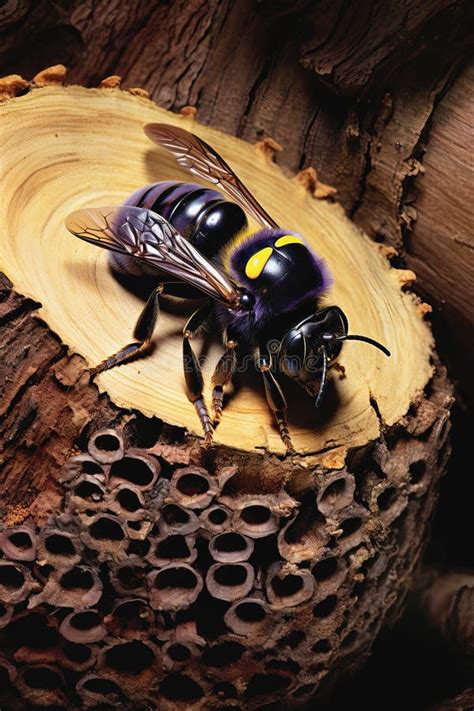 Carpenter Bug On A Bark Tree Ai Generated Stock Illustration
