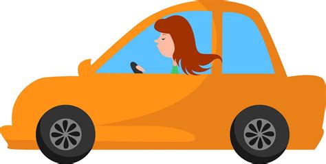 Girl Driving Car Illustration Vector On White Background 13611629