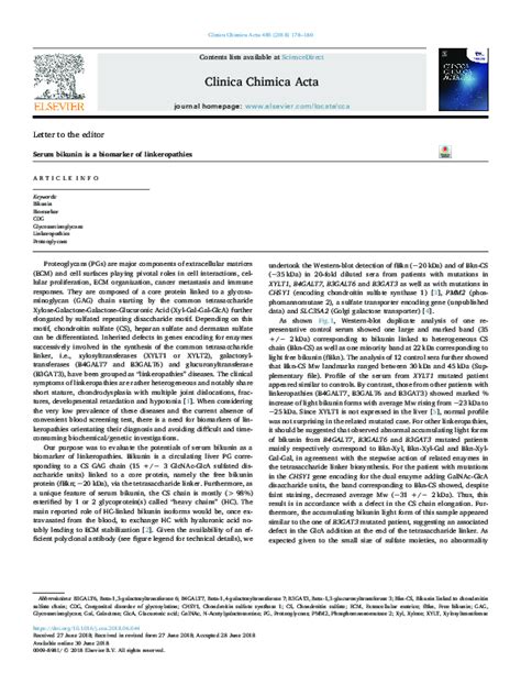 Pdf Serum Bikunin Is A Biomarker Of Linkeropathies Nathalie Seta