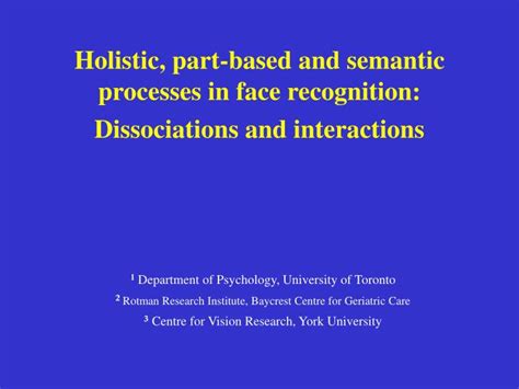 Ppt Holistic Part Based And Semantic Processes In Face Recognition