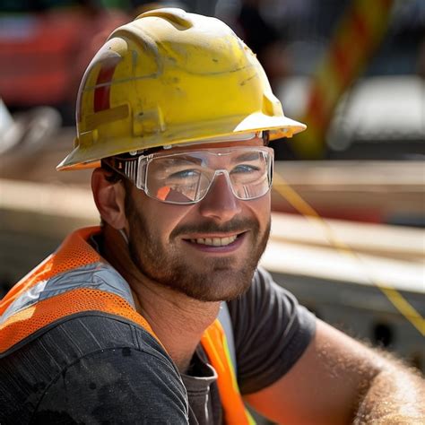 Premium Photo Portrait Of A Construction Worker Wearing Safety