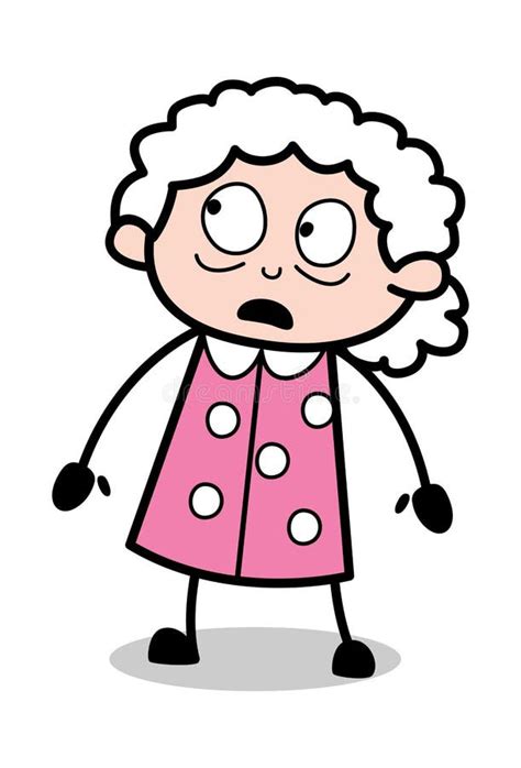 Erschrocken Alte Karikatur Oma Vektor Illustration Stock Abbildung
