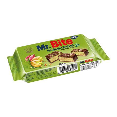 Mr Bite Milk Chocolate Coated Wafer With Pistachio Cream 32g Wise Trading Group