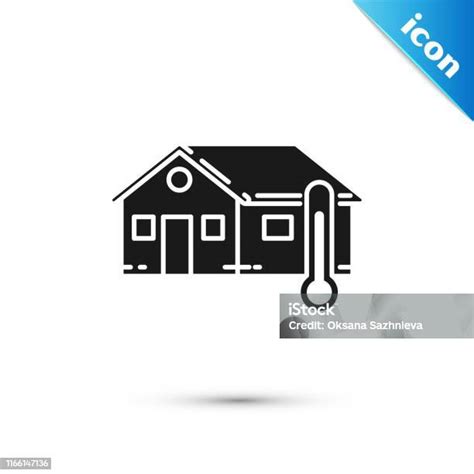 Ikon Suhu Black House Terisolasi Pada Latar Belakang Putih Ikon
