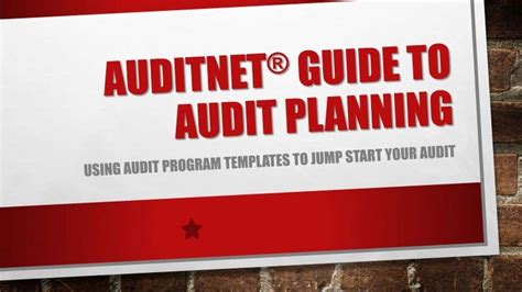 2013 Auditnet Guide To Audit Planning