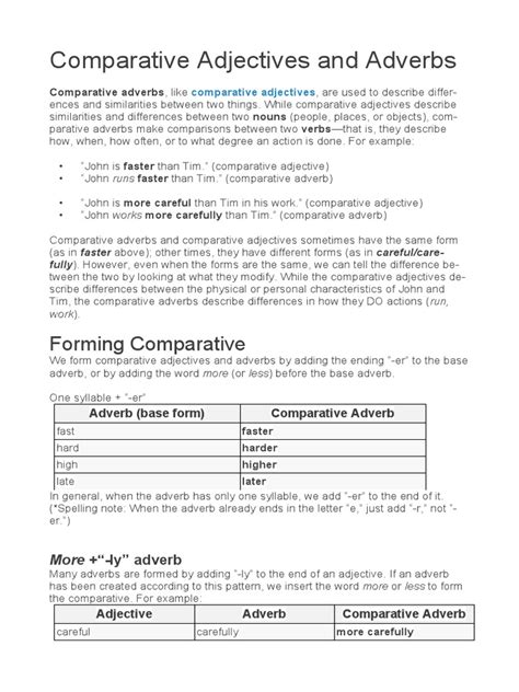 Comparative Adj And Adverbs Pdf