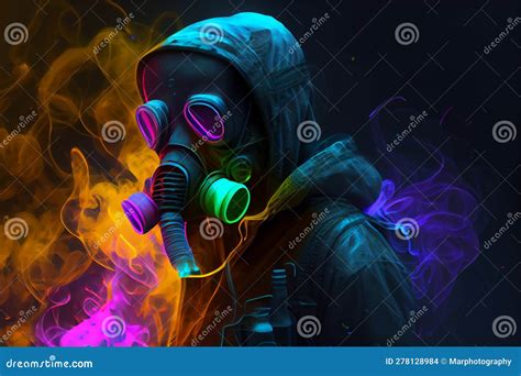 Conception Of A Hacker With Color Smoke In Background Stock