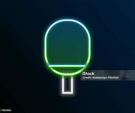 검은 색 배경에 고립 된 탁구 아이콘을 재생하기위한 빛나는 네온 라인 라켓 다채로운 개요 개념 벡터 건강한 생활방식에 대한 스톡 벡터 아트 및 기타 이미지 Istock