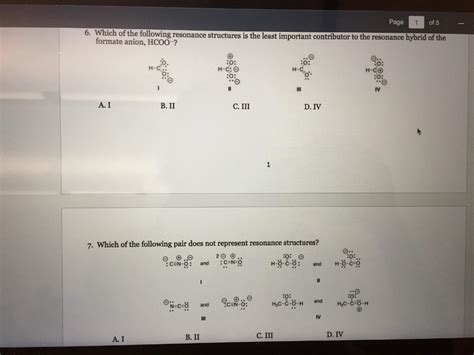 Solved Which Of The Following Resonance Structures Is The