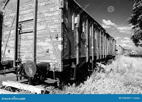 Old Train Carriage On Rails Red Wooden Train Carriage Old Style Hook