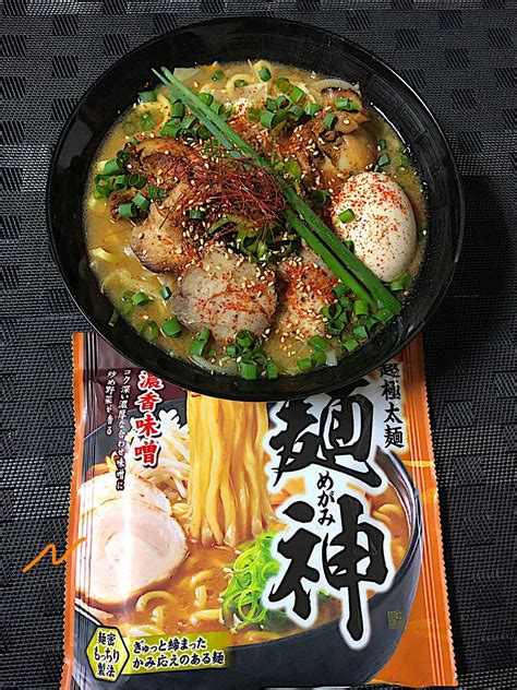 明星 超極太麺『麺神（めがみ）濃厚味噌ラーメン』袋麺の麺密もっちり製法が旨い！ 北東北のラーメン食べ歩き道楽のブログ