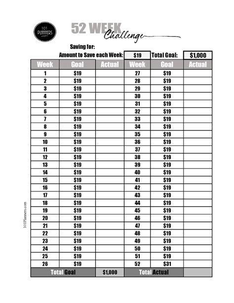 52 Week Money Challenge Free Printables