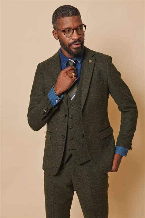 Marlow Olive Green Tweed Blazer Marc Darcy