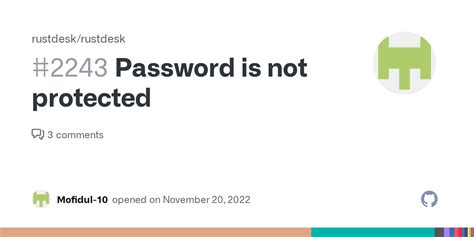 Password Is Not Protected · Issue 2243 · Rustdeskrustdesk · Github