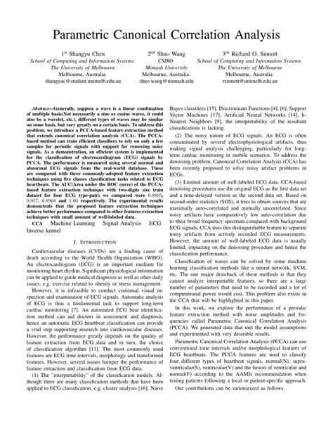 Pdf Parametric Canonical Correlation Analysis