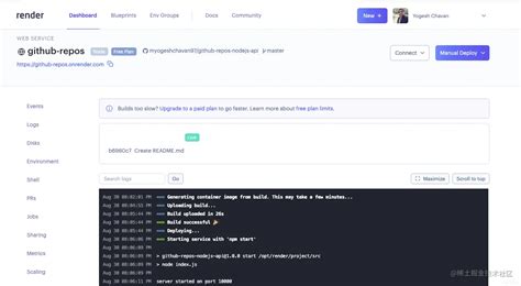 使用 Render 免费部署你的 Nodejs 应用程序render提供如下图各种注册方式： 一旦注册并登陆账号之后， 掘金