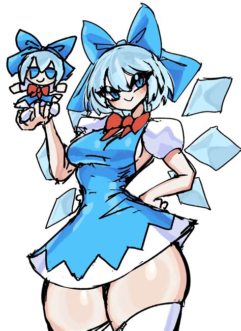 Rule 34 1girls Blue Eyes Blue Hair Blue Ribbon Bow Breasts Cirno