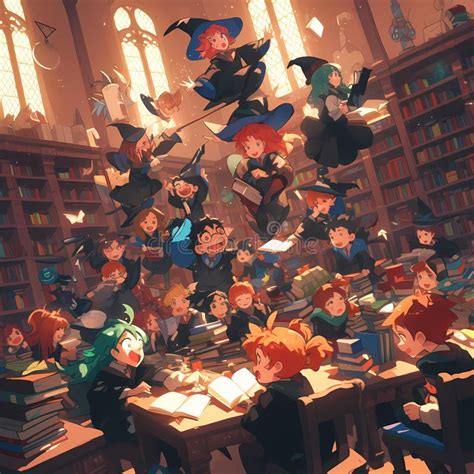 Exciting School Of Magic Classroom Scene Stock Illustration
