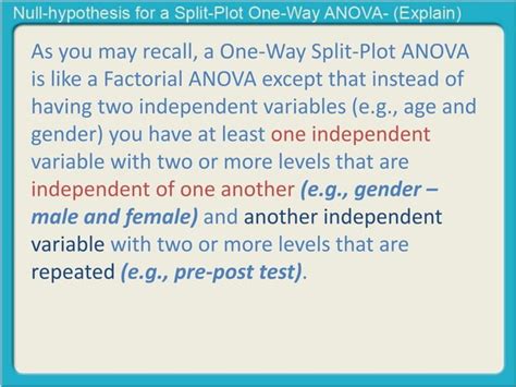 Null Hypothesis For Split Plot Anova Pptx